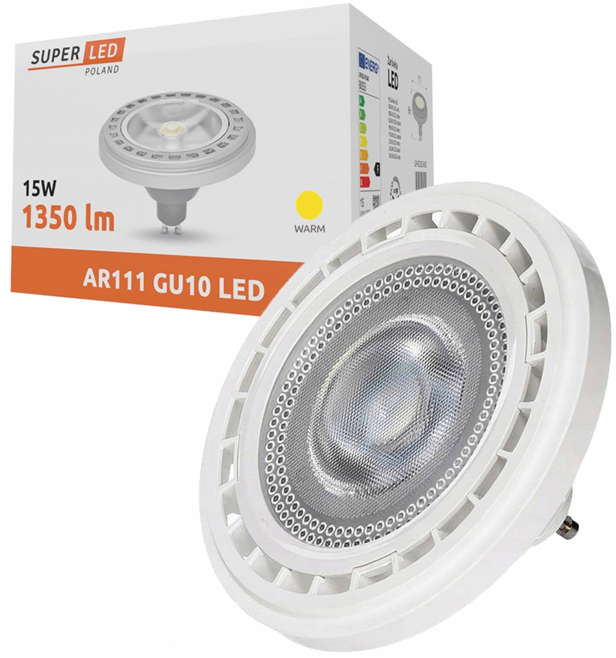 Żarówka LED AR111 GU10 15W 1350 lm 45st biała ciepła - 13912160249 - oficjalne archiwum Allegro