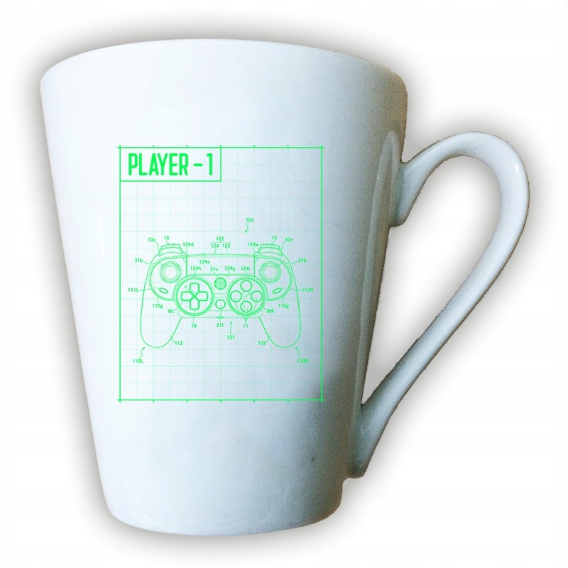 kubek latte dla gracza gamera pad rysunek technicz - 10170260974 - oficjalne archiwum Allegro