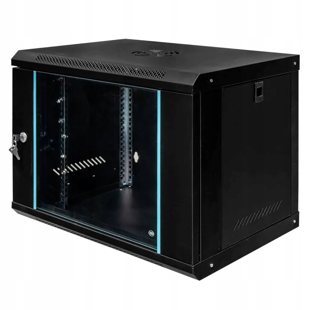 Szafa RACK 19" 9U wisząca serwerowa metalowa 60x40x45 cm czarna Mega-M ...