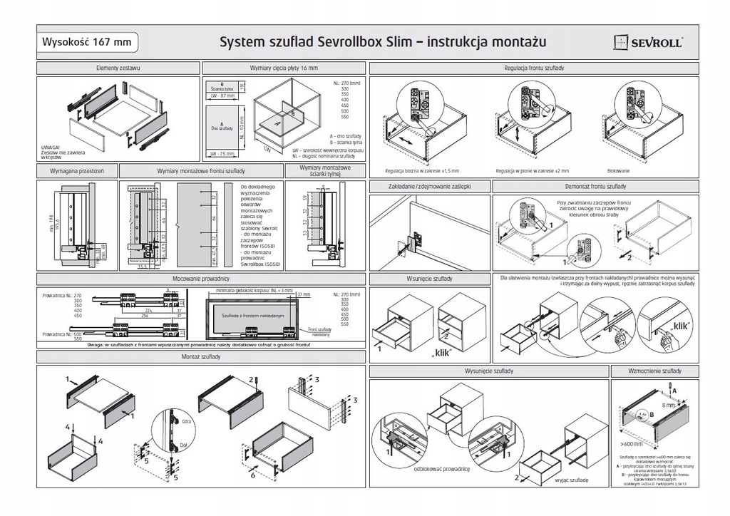 SZUFLADA SEVROLL MODERNBOX SLIM 167/500 mm BIAŁA - 9655464672 ...