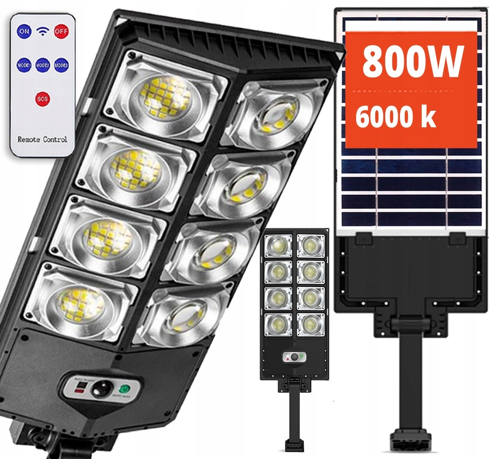 Lampa Solarna z Czujnikiem Ruchu Zmierzchu Uliczna Ogrodowa LED COB 800W - 15192521575 ...