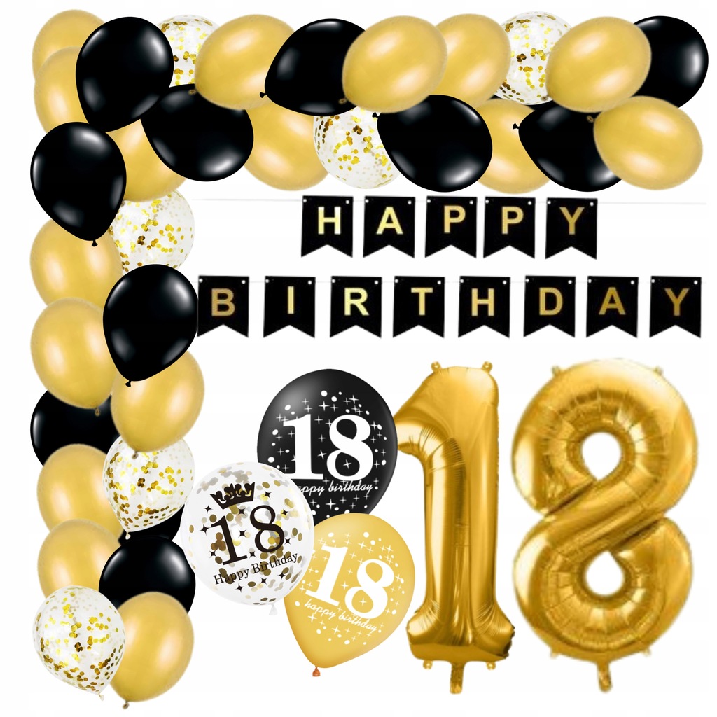 Balony Na 18 Urodziny Dekoracja Na 18 Urodziny - 13211879884 - oficjalne archiwum Allegro