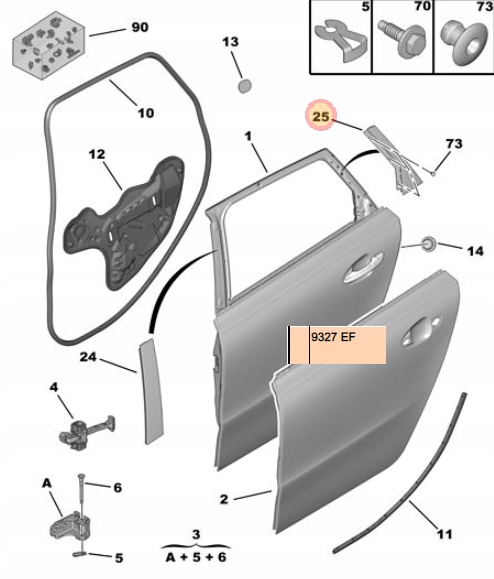 LISTWA DRZWI MASKOWNICA RH PEUGEOT 508 SW 9327EF - 12682488876 ...