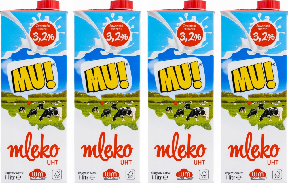 Zestaw 4x Mleko UHT Wart-Milk MU! 3.2% 1l - 11330716864 - oficjalne ...