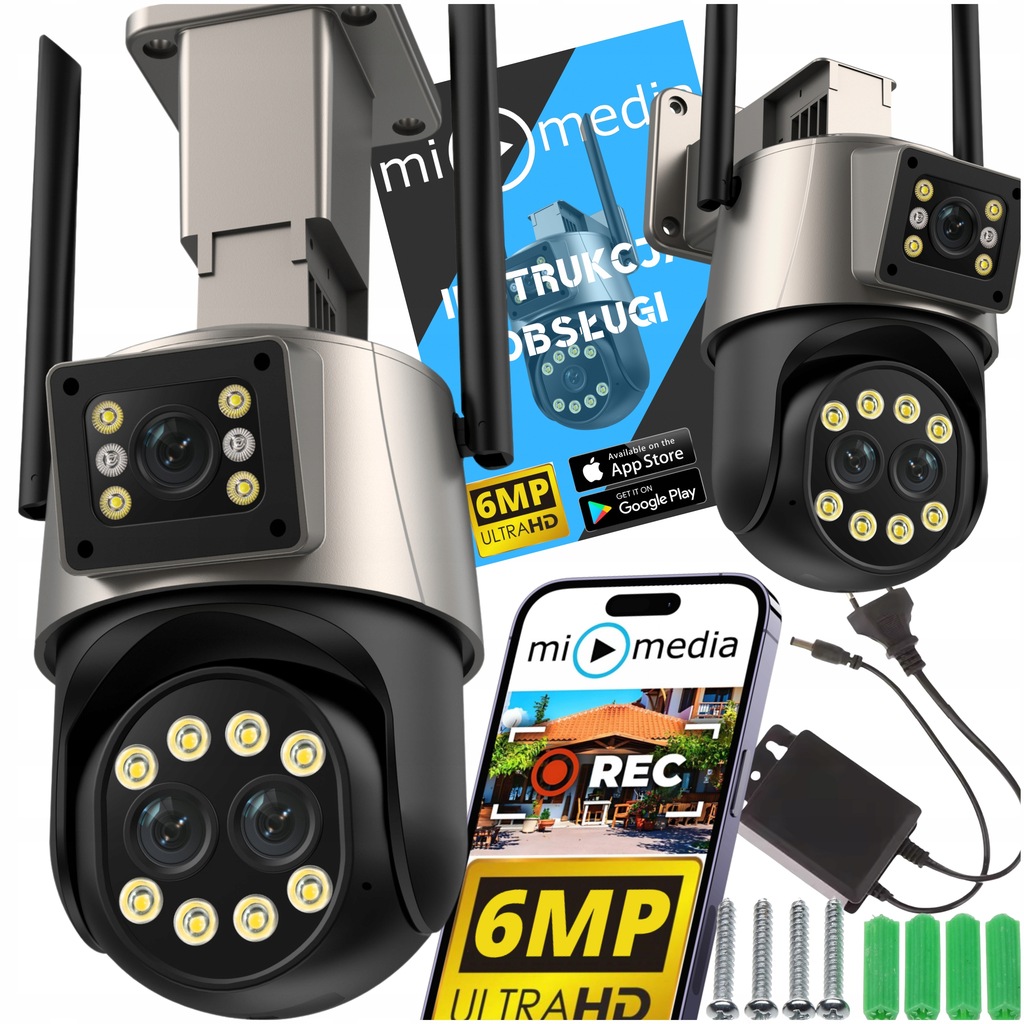 KAMERA ZEWNĘTRZNA WIFI OBROTOWA IP SMART 3x 3MPx 9 MPx ULTRA ZOOM ...