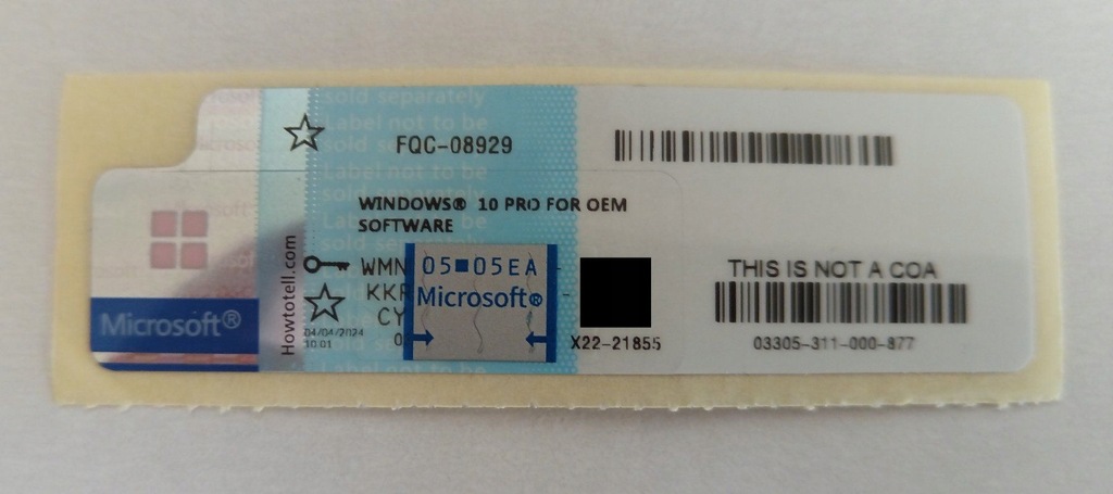 Microsoft Windows 10 Pro full version key sticker - 16661374111 ...
