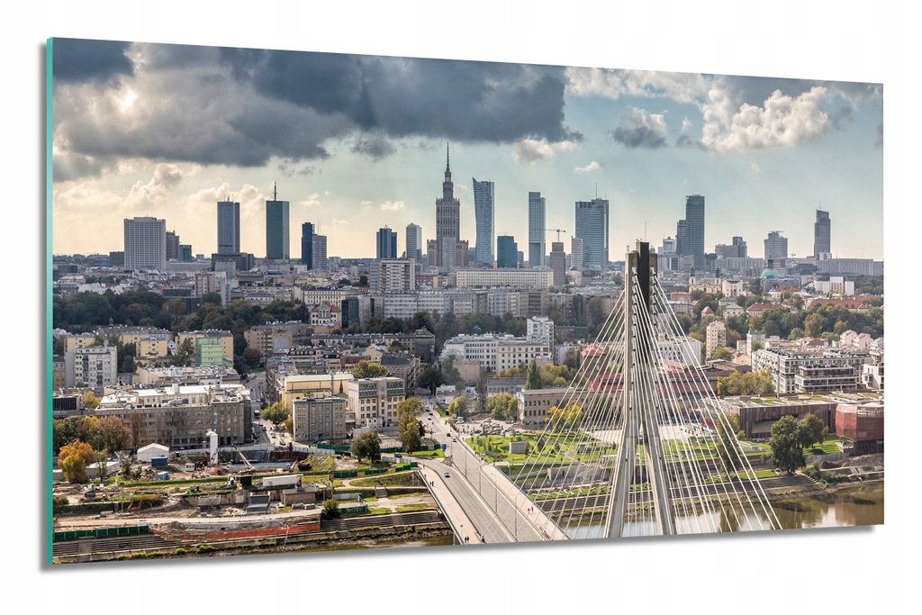 Wieżowce rzeka most dekor szklany 140x70 ścienny - 10771587424 ...