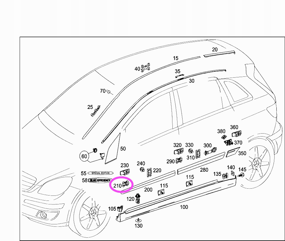 Spinka listwy MERCEDES W245 ORYGINAŁ NOWA - 12018046382 - oficjalne ...