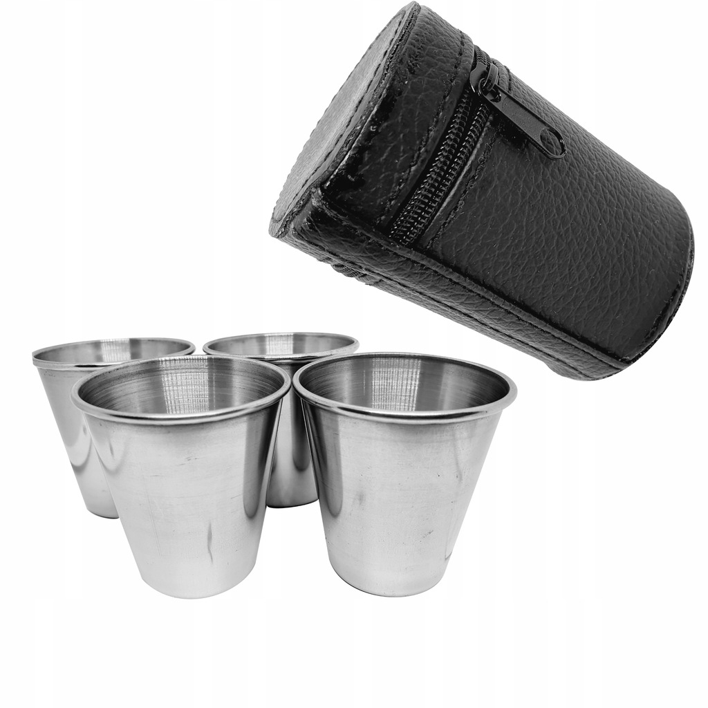 Kieliszki metalowe turystyczne 4 szt 80 ml w ETUI - 12175405657 - oficjalne archiwum Allegro