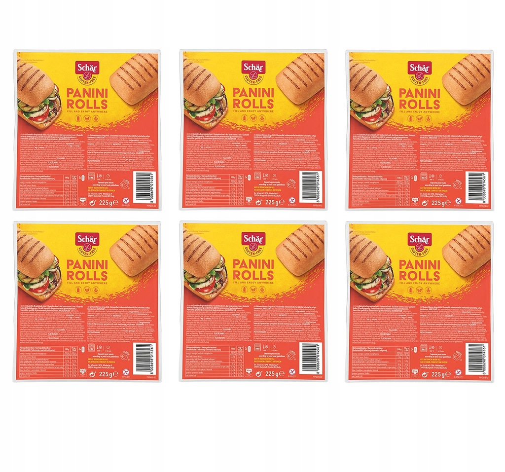 Zestaw 6 x 3 sztuki SCHAR panini rolls bułki bezglutenowe 225g ...