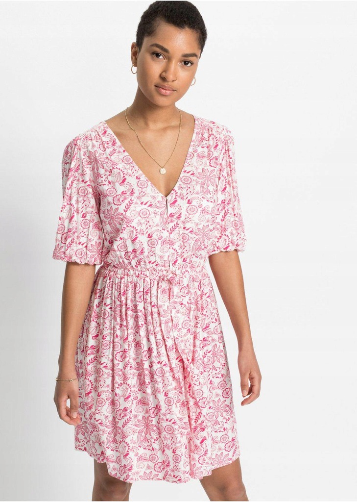 RAINBOW SUKIENKA RÓŻOWO-BIAŁA Z WĘZŁEM 38 - 12574708959 - oficjalne archiwum Allegro