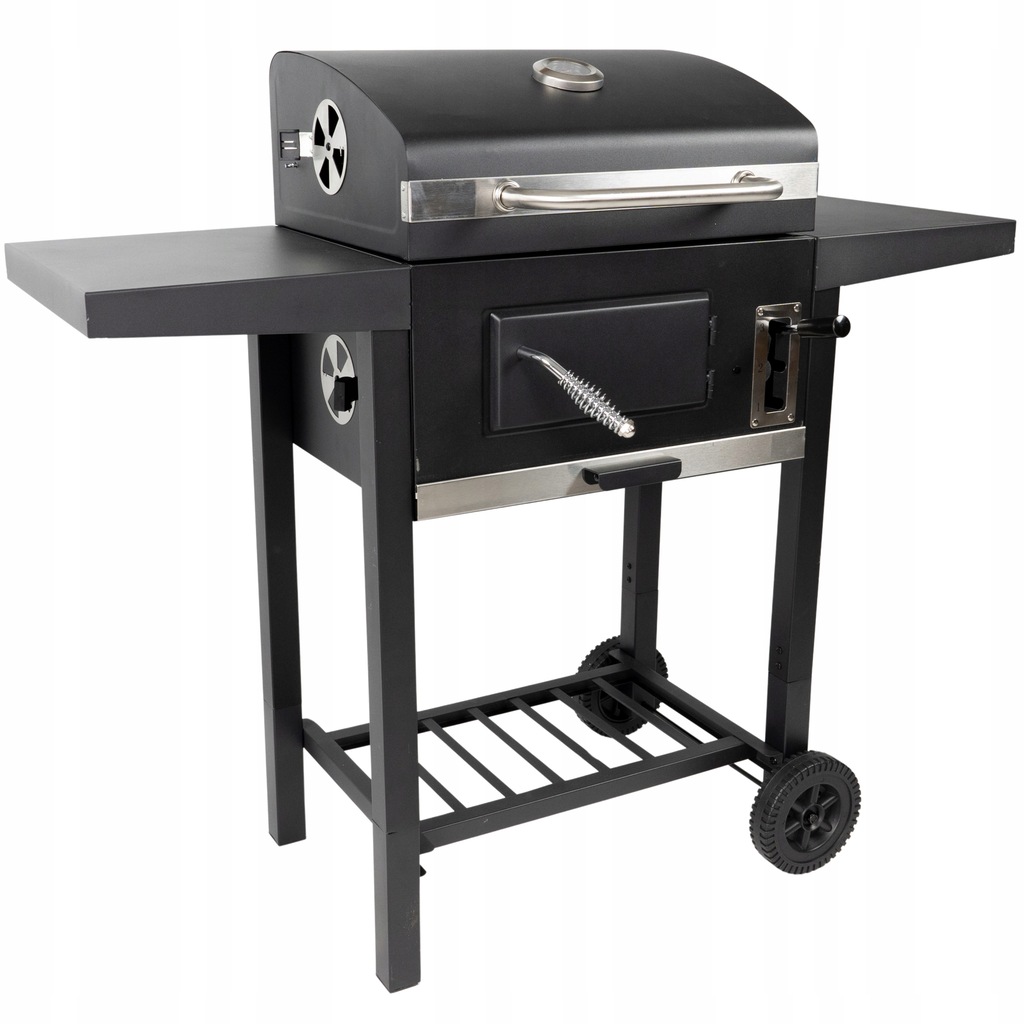 GRILL GRIL OGRODOWY WĘGLOWY POKRYWA POPIELNIK TERMOMETR DUŻY XXL ...