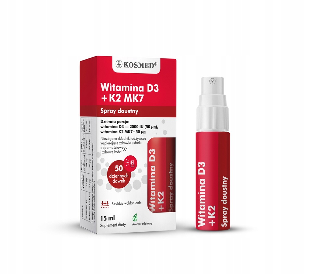 Kosmed Witamina D3 + K2 MK7 15 ml spray doustny - 13780465102 ...
