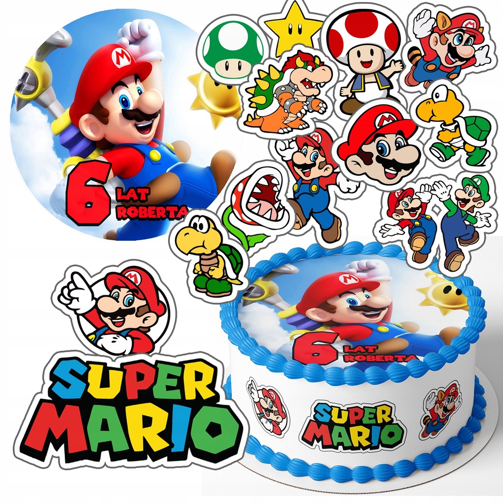 ZESTAW OPŁATEK 25CM + POSTACIE - SUPER MARIO +G - 11826155748 ...
