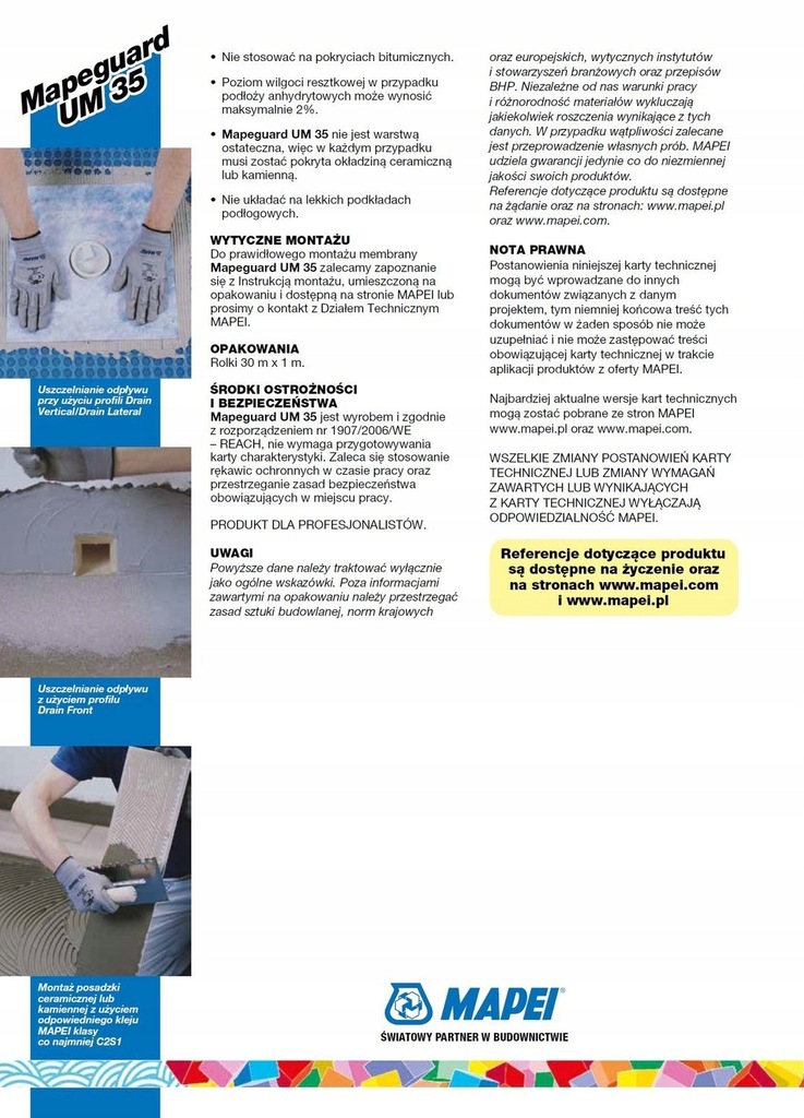 Купить MAPEI Mapeguard UM35 Гидроизоляционная мембрана 30м: отзывы ...