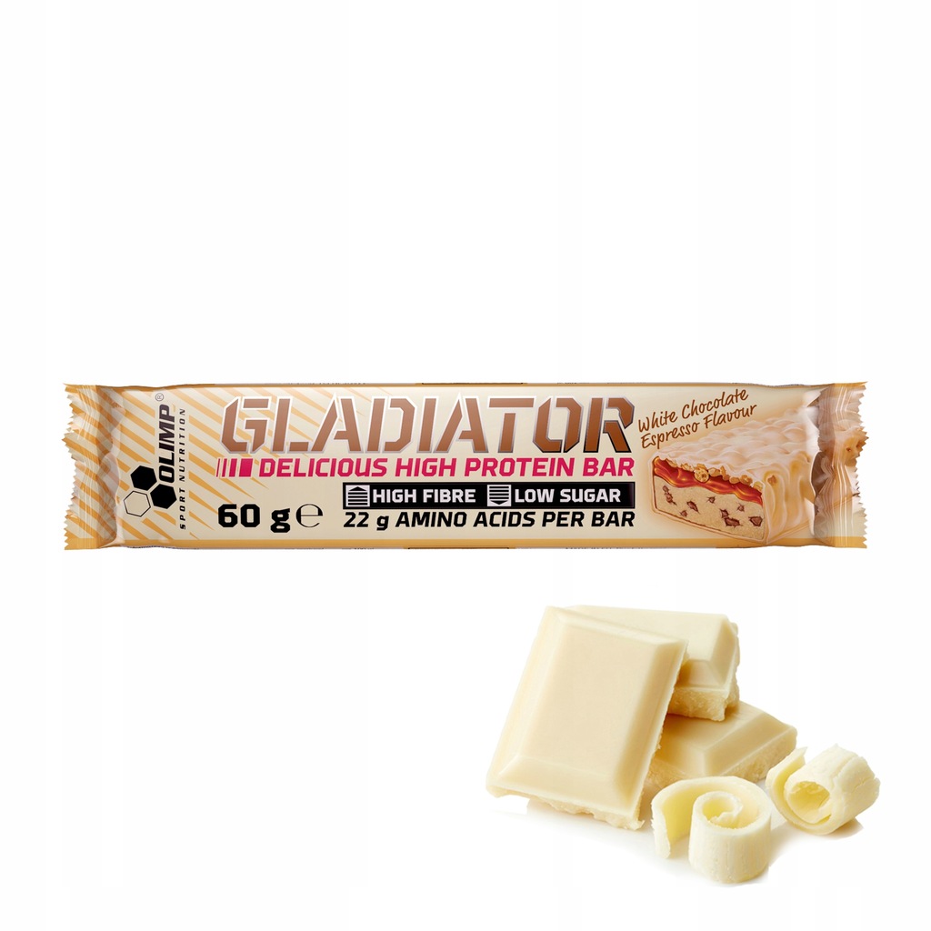 OLIMP GLADIATOR 1x60g PROTEIN BAR BATON BIAŁKOWY WPC SMAK: BIAŁA ...