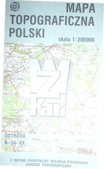 Mapa topograficzna Polski Ostróda - - 10998305255 - oficjalne archiwum Allegro