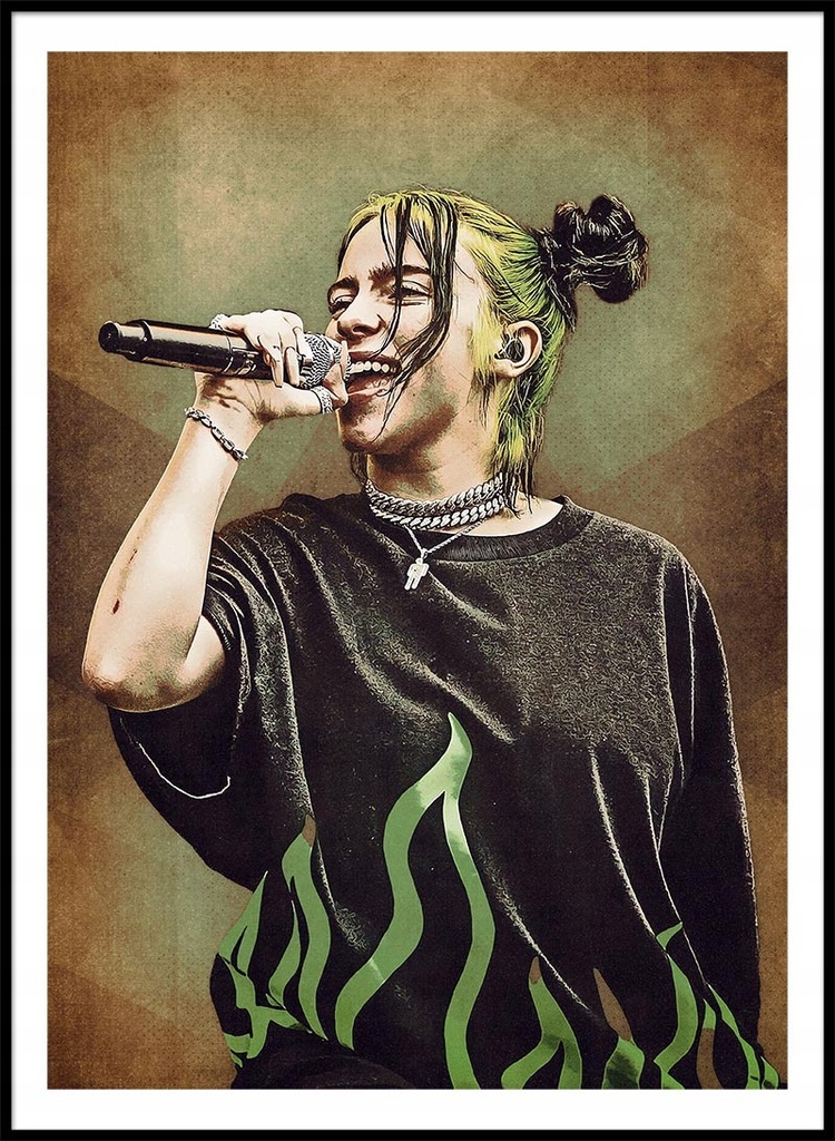 Plakat 50x70 grafika wzór BILLIE EILISH 04 - 10748129290 - oficjalne archiwum Allegro
