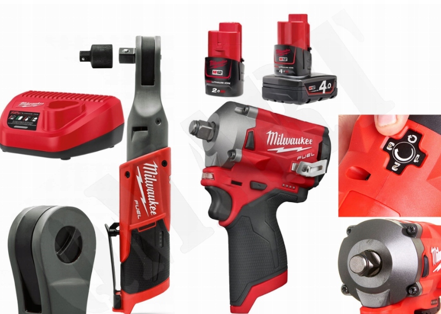 Zestaw MILWAUKEE M12 FPP2AV-422P Grzechotka Klucz - 12594579404 - oficjalne archiwum Allegro
