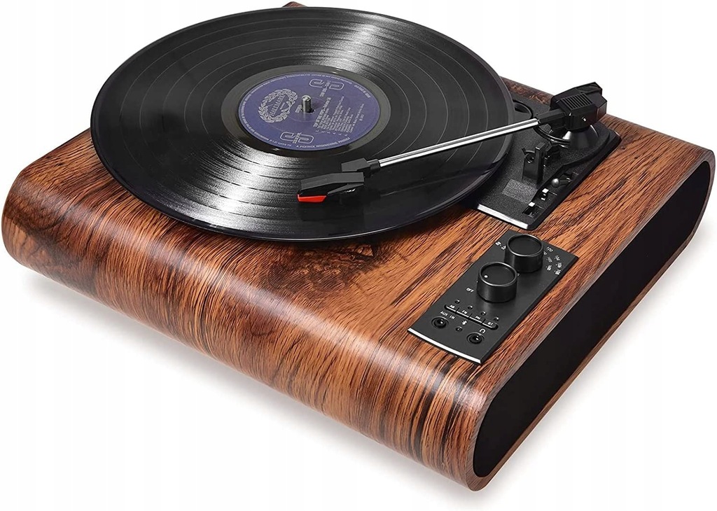 Gramofon Voksun Retro Vintage Vinyl 1689 brązowy - 12736562541 - oficjalne archiwum Allegro