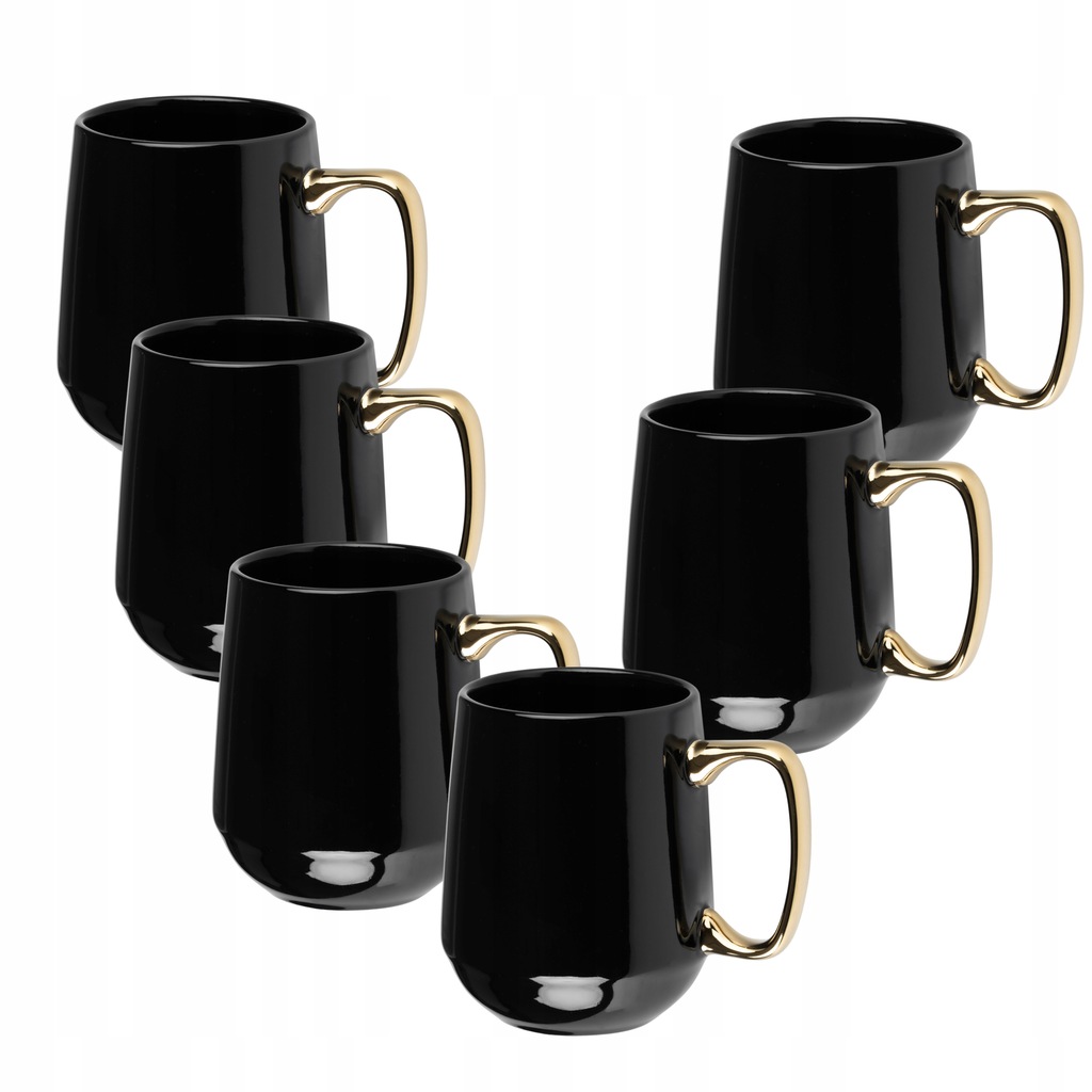 6x KUBEK CZARNY PORCELANOWY 300 ML MODEX PRIMA DECO KAWA HERBATA ...