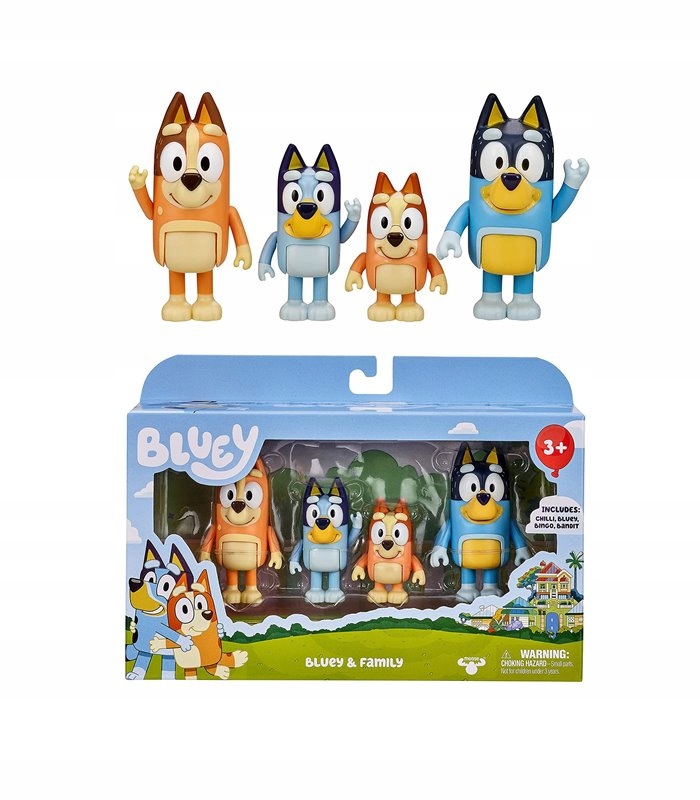 BLUEY BLUE Zabawki figurki z bajki ZESTAW rodzina - 12491641202 ...