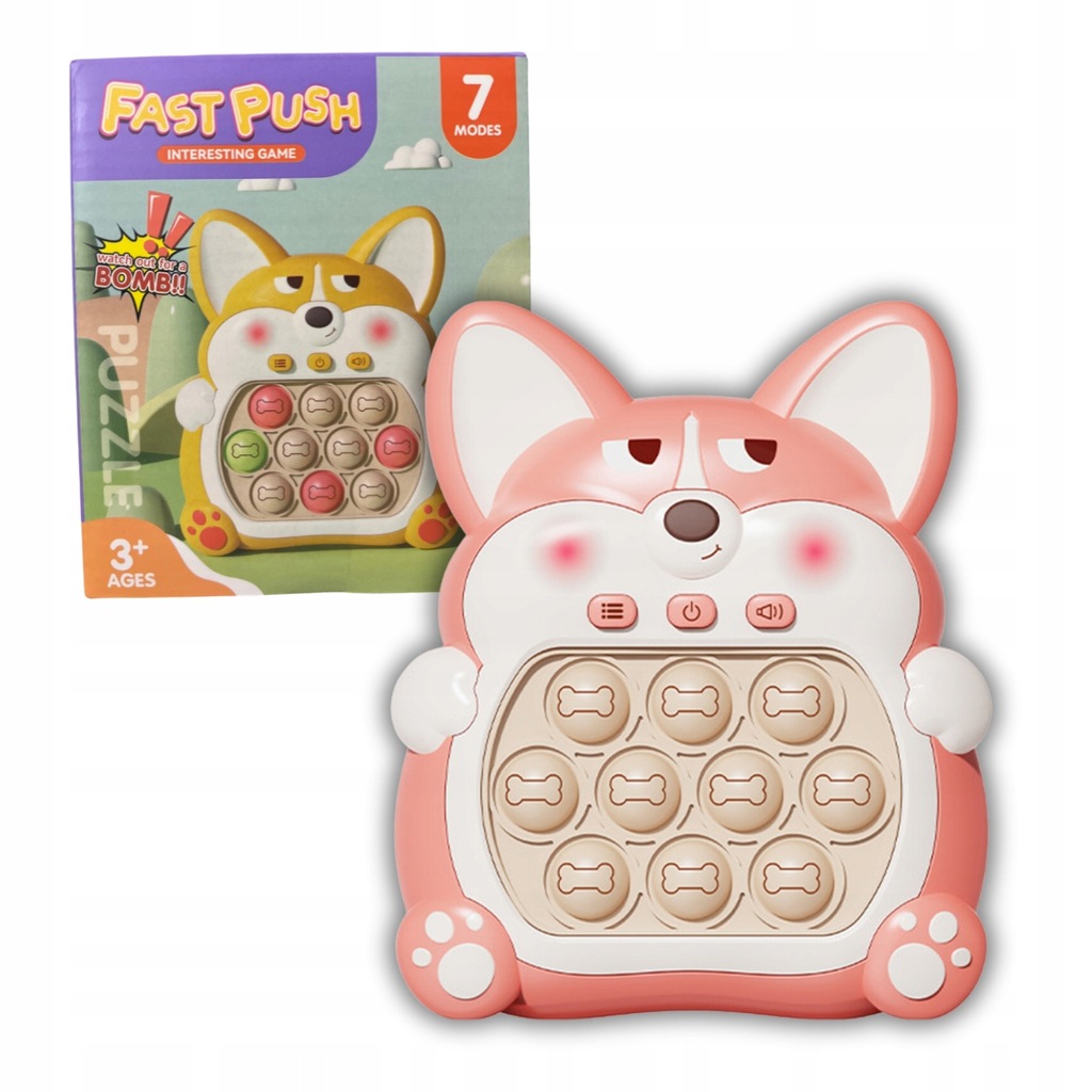 Gra POP IT Sensoryczna Antystresowa PAMIĘĆ DZIECI RÓŻOWY PIESEK PIES ...