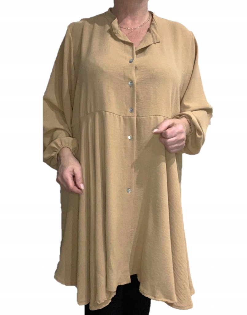 KOSZULA TUNIKA FALBANA BEŻ 5XL 54 56 - 14878511662 - oficjalne archiwum Allegro