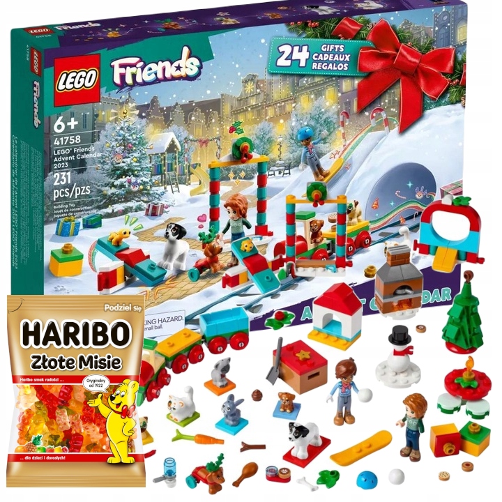 Kalendarz adwentowy LEGO FRIENDS Figurki Klocki Zabawka + żelki HARIBO ...