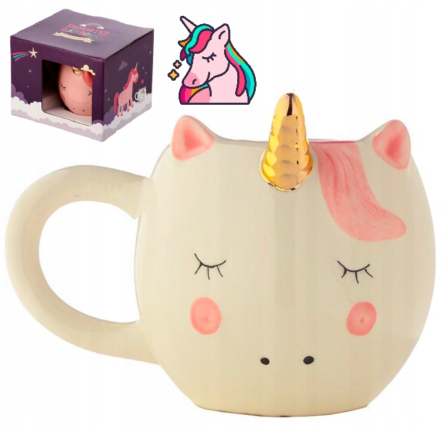 Kubek JEDNOROŻEC 3D prezent dziewczynki 5-14 lat 480ml ZŁOTY RÓG BIAŁY - 14680846652 - oficjalne ...