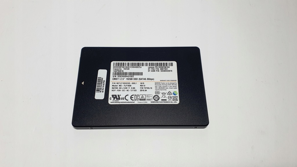 Dysk Samsung SSD 2.5" 192GB MZ7LF192HCGS-000L1 - 14034226928 - oficjalne archiwum Allegro