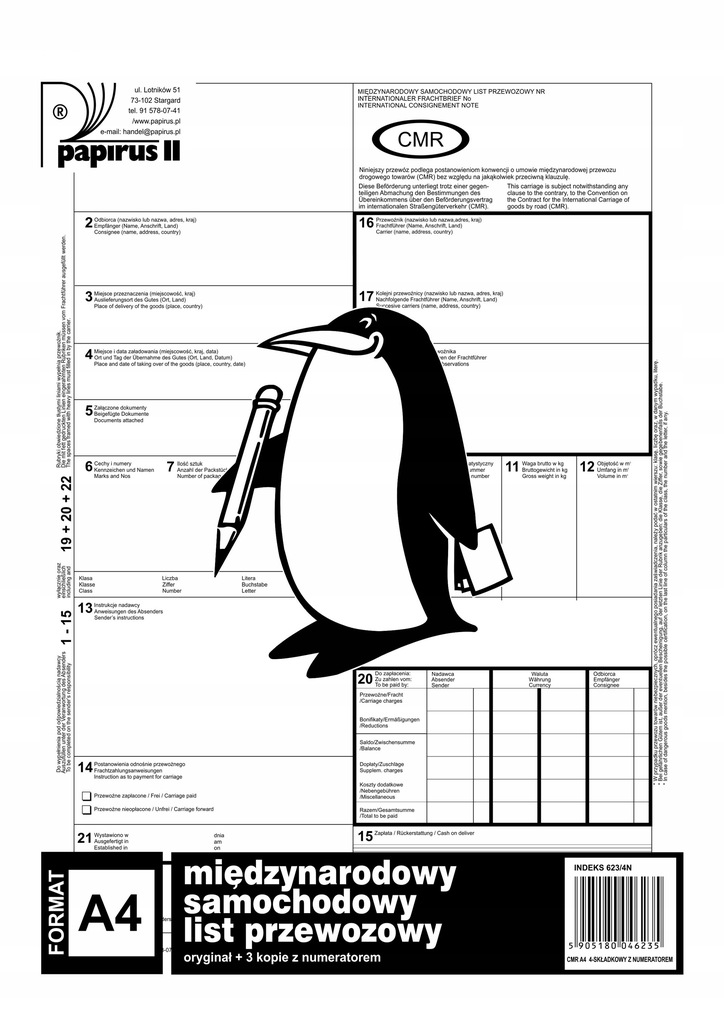 PAPIRUS II DRUK CMR LIST PRZEWOZOWY A4 1+3 - 12791713361 - oficjalne ...