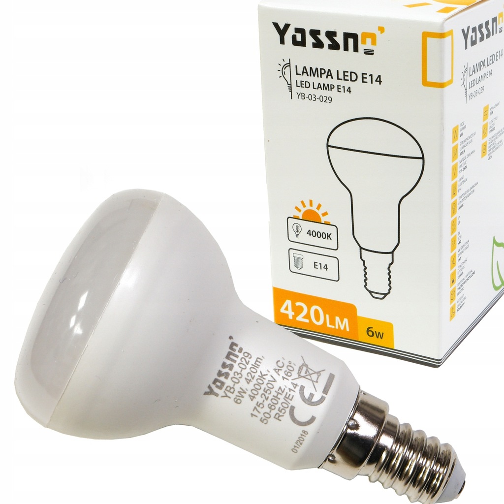 żarówka led R50 E14 SMD 6W ciepła JDR grzybek =35W - 7688820837 - oficjalne archiwum Allegro