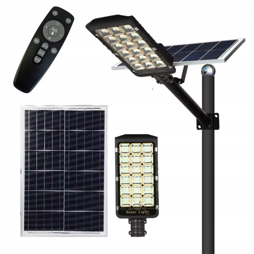 LAMPA SOLARNA ULICZNA LED LATARNIA PANEL SOLARNY Z UCHWYTEM I PILOTEM 600W - 15329250727 ...