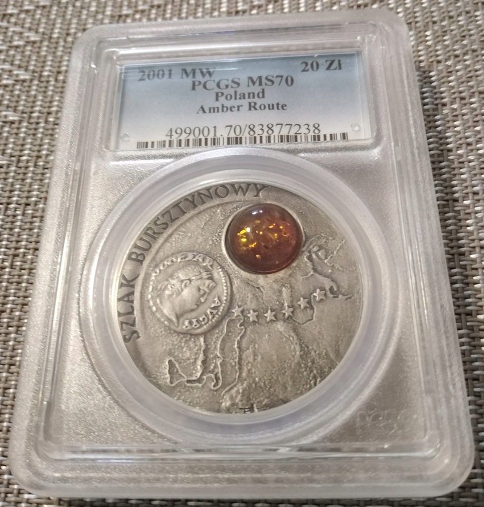 20 Złotych Bursztynowy Szlak 2001r PCGS MS70 Max! - 14724404417 - oficjalne archiwum Allegro