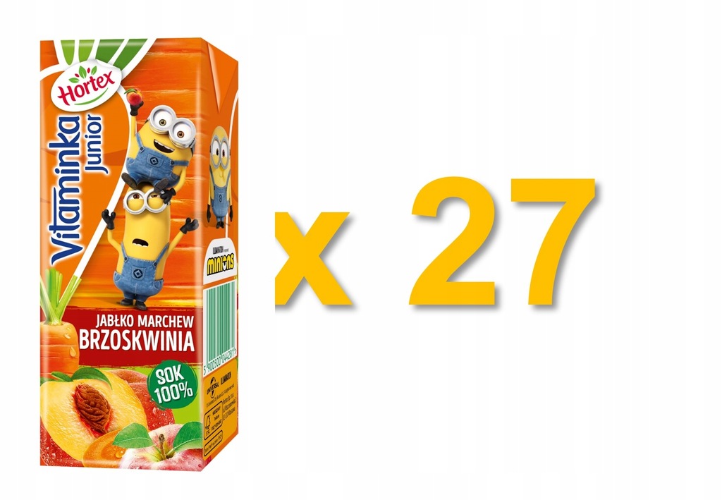 Vitaminka Junior Jabłko Brzoskwinia 0,2L x 27szt - 12593117525 - oficjalne archiwum Allegro
