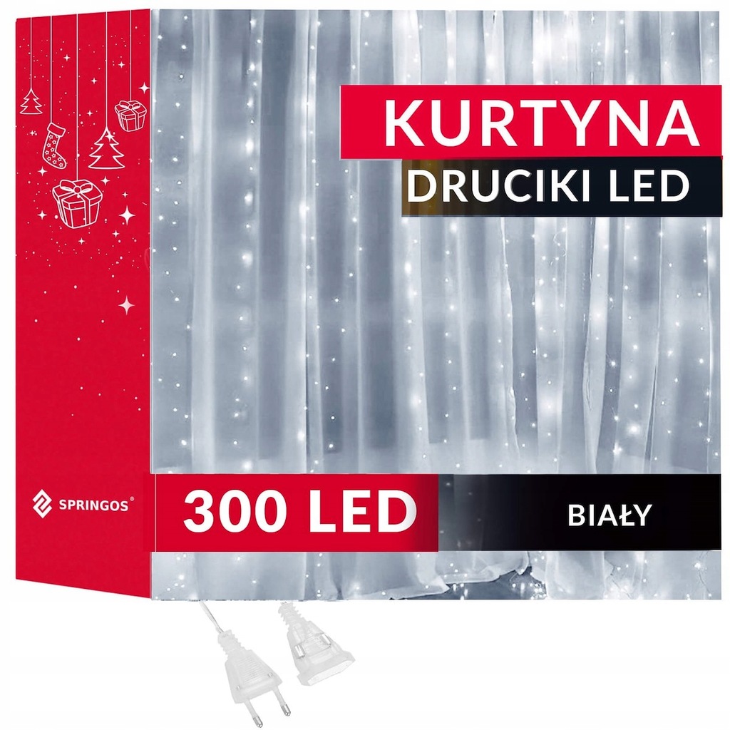 LAMPKI KURTYNA 300 LED + PILOT 3x3m ŚWIATEŁKA GIRLANDA SOPLE na prąd ...