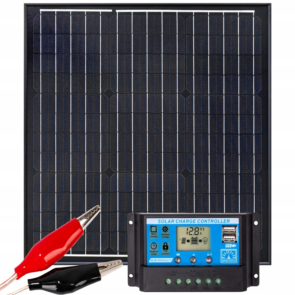 PANEL SOLARNY BATERIA SŁONECZNA 40W 12V REGULATOR - 13239880634 ...