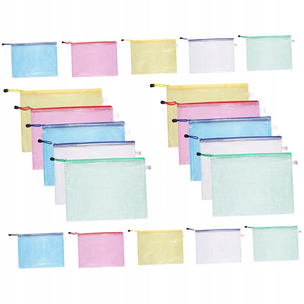 24Pcs Zipper File Bag Practical Mesh File Pouch - 14465957301 ...