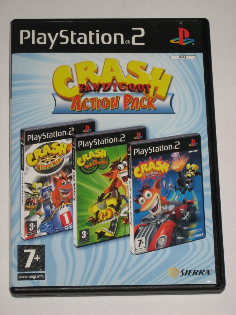 Zestaw CRASH Bandicoot Action Pack 3xDISC bdb PS2! - 13029507659 ...