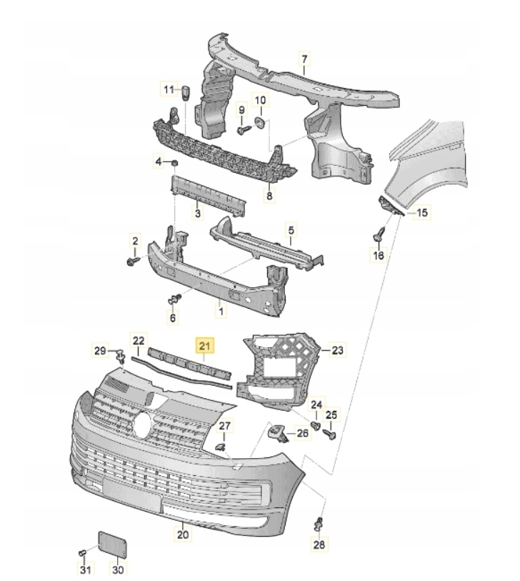 ABSORBER ZDERZAKA PRZÓD VW T6 7E0807551B - 13585571657 - oficjalne ...