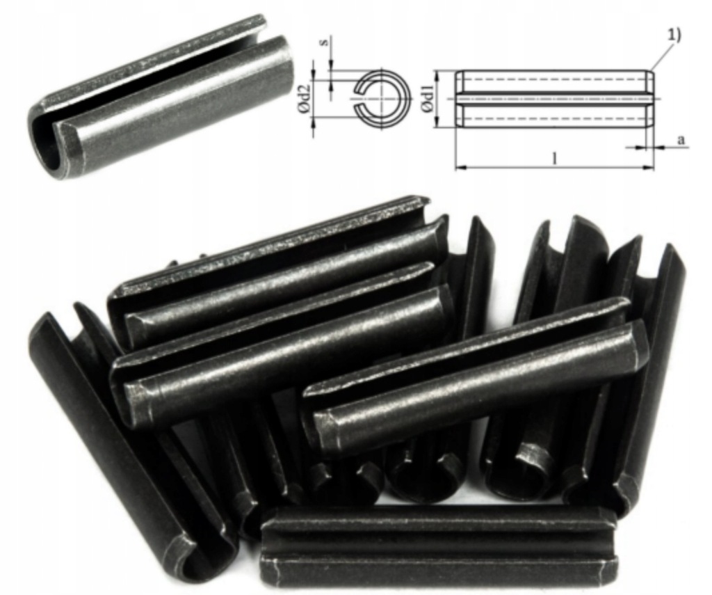 Kołek sprężysty rozcięty DIN 1481 10x 70mm 10szt - 13615088175 ...