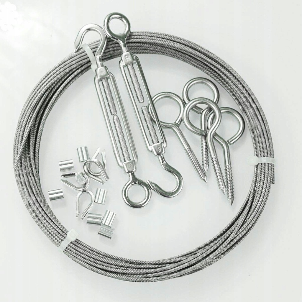Lina linka stalowa 2mm 15m śruby kausze zaciski - 12287002079 - oficjalne archiwum Allegro