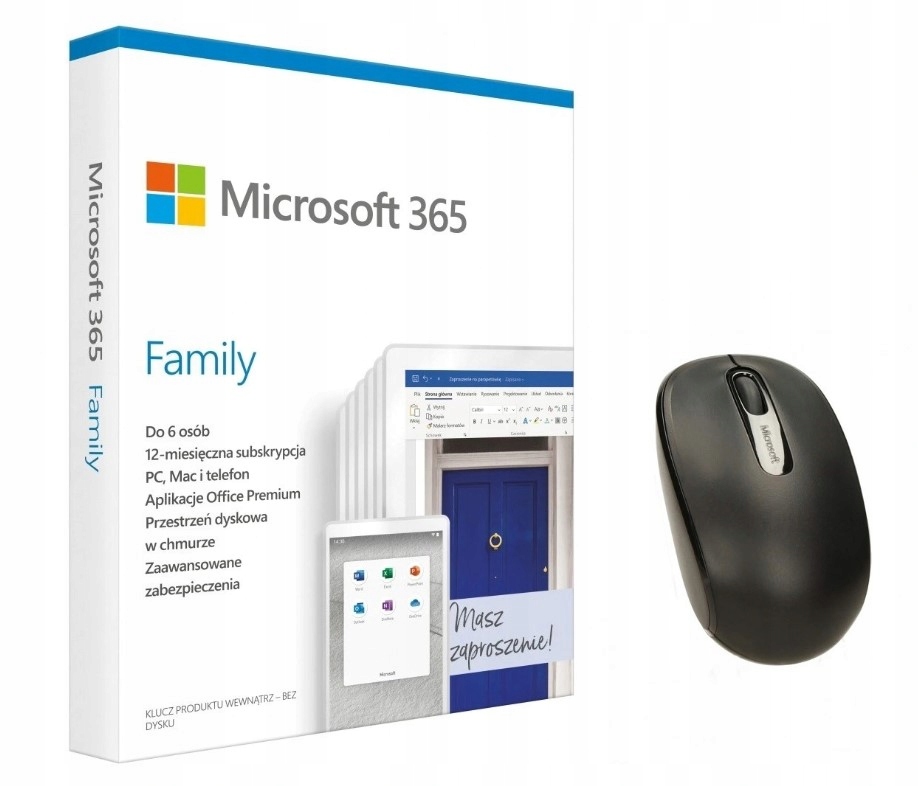 Zestaw Microsoft 365 Family Polish na rok + mysz - 11351603998 ...