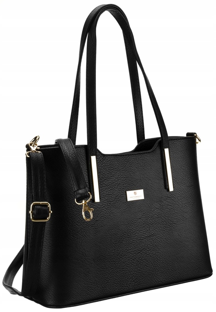 PETERSON klasyczna torebka damska czarna pasek - 11977192656 - oficjalne archiwum Allegro