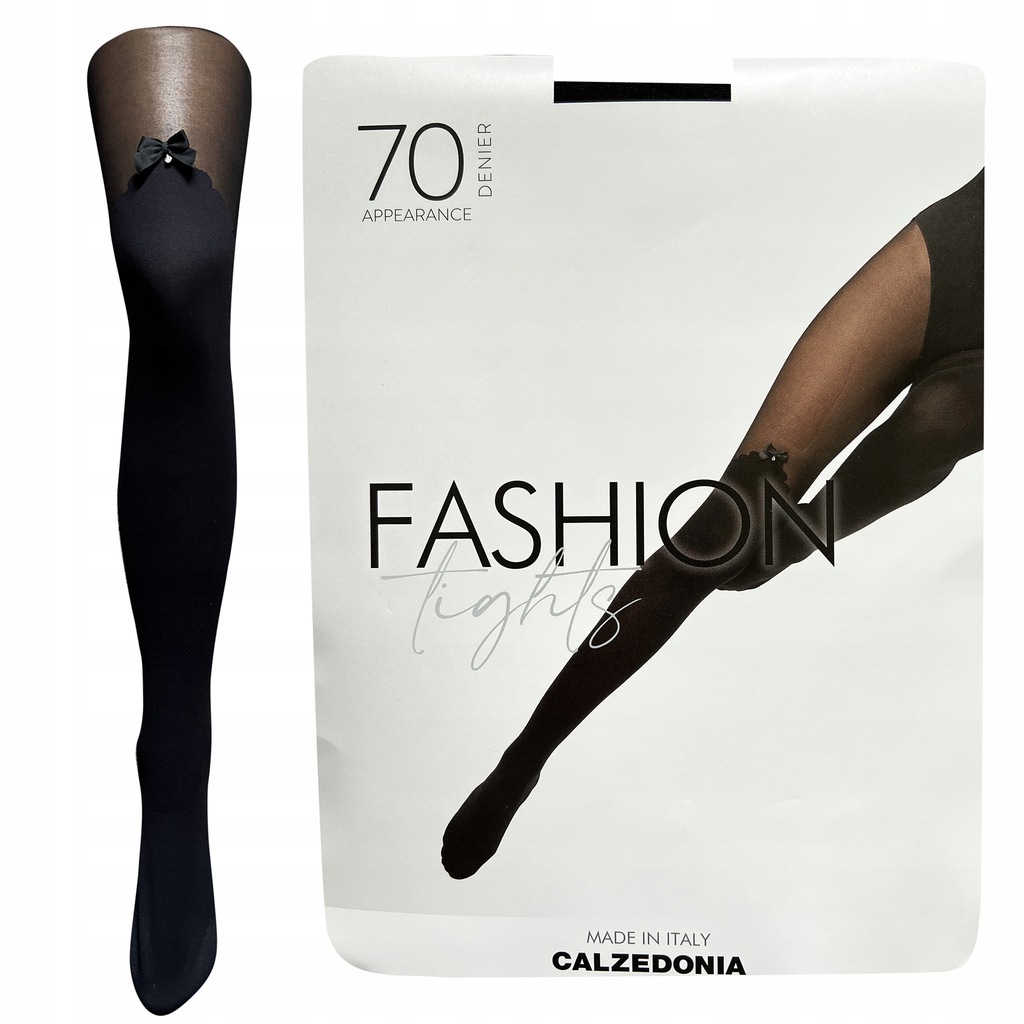 Czarne Rajstopy Calzedonia z Efektem Zakolanówek i Cyrkonią 70 DEN 1/2 S/M - 15474383457 ...