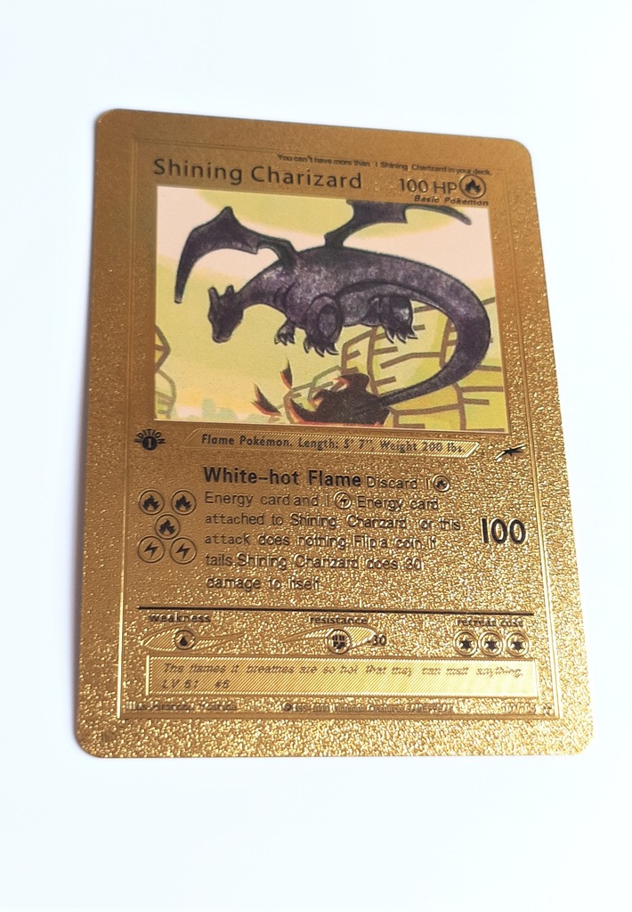 Karta Pokemon Shining Charizard Złota Karta Gold - 12805067294 - oficjalne archiwum Allegro