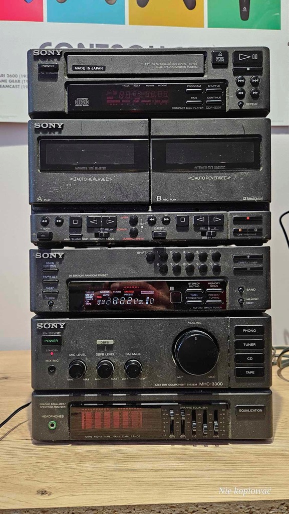 Wieża stereo Sony MHC-3300 stara wzmacniacz magnetofon cd tuner ...