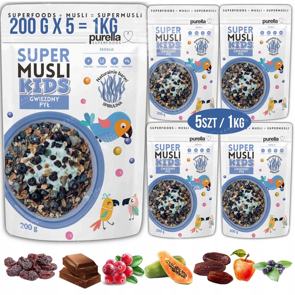 Purella SUPER MUSLI KIDS gwiezdny pył 5szt. 1kg - 12752637598 ...