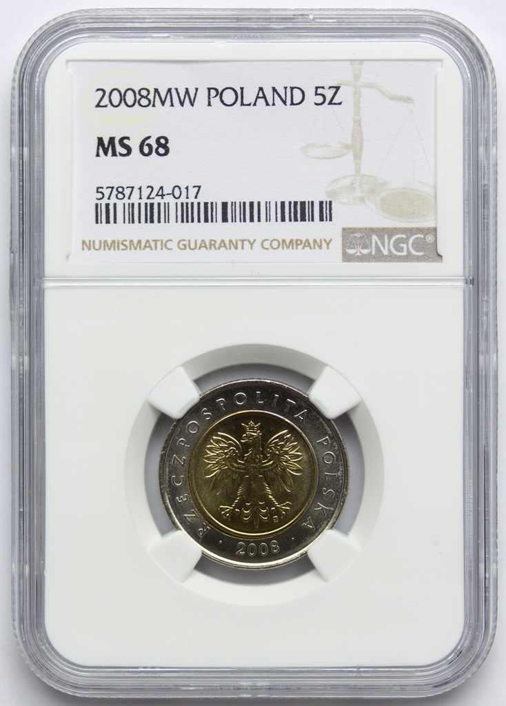 Polska, 5 złotych 2008, NGC MS68, MAX NOTA, NAJRZADSZY ROCZNIK - 15229675336 - oficjalne ...